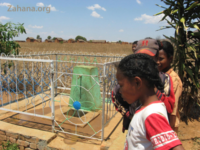 Metal fences protect the communal water faucets